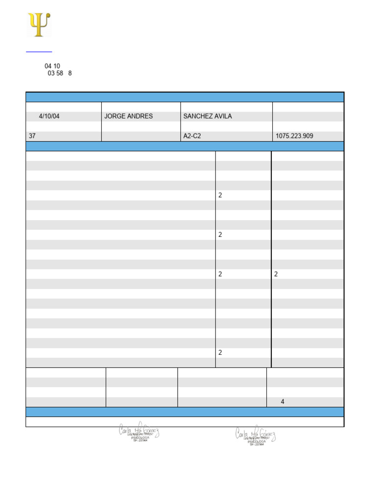 Jorge Andres Sanchez Avila Parra Prueba Psicologica | PDF | Drogas ...