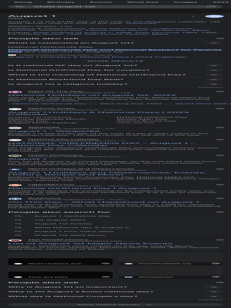 August 1: Holidays and Observances | PDF