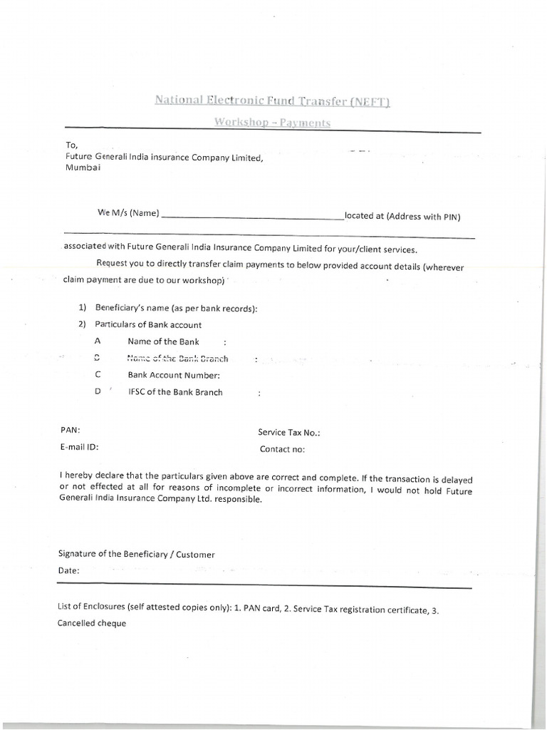 NEFT Form Workshop | PDF