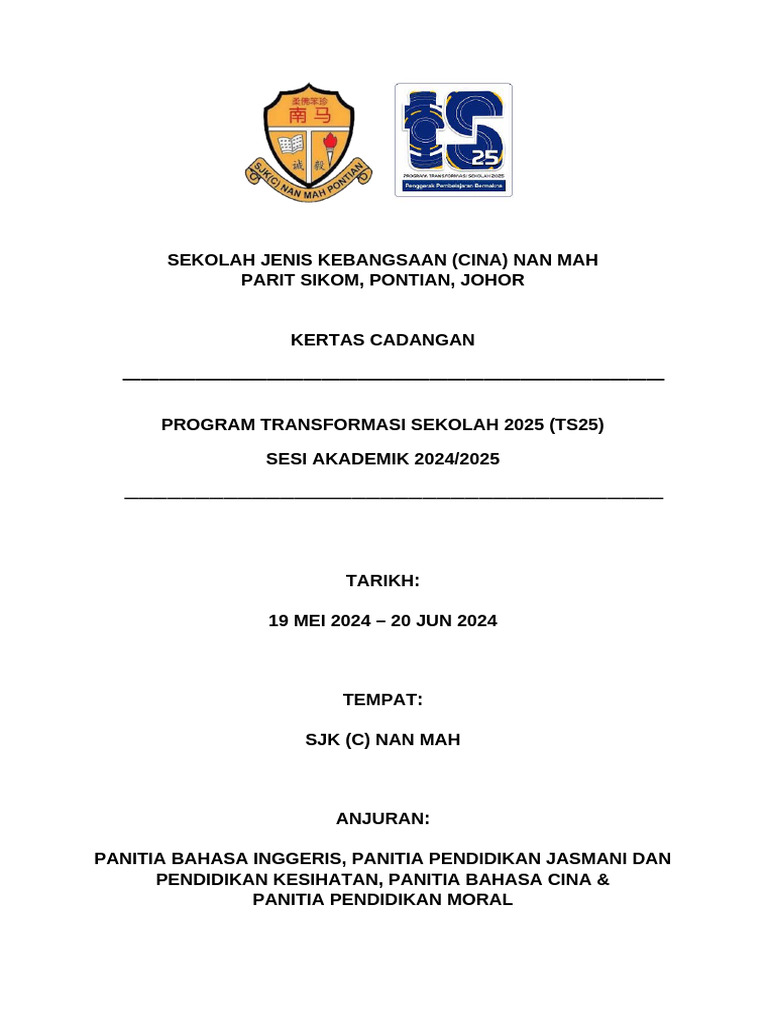Kertas Kerja Program Ts25 2024 | PDF