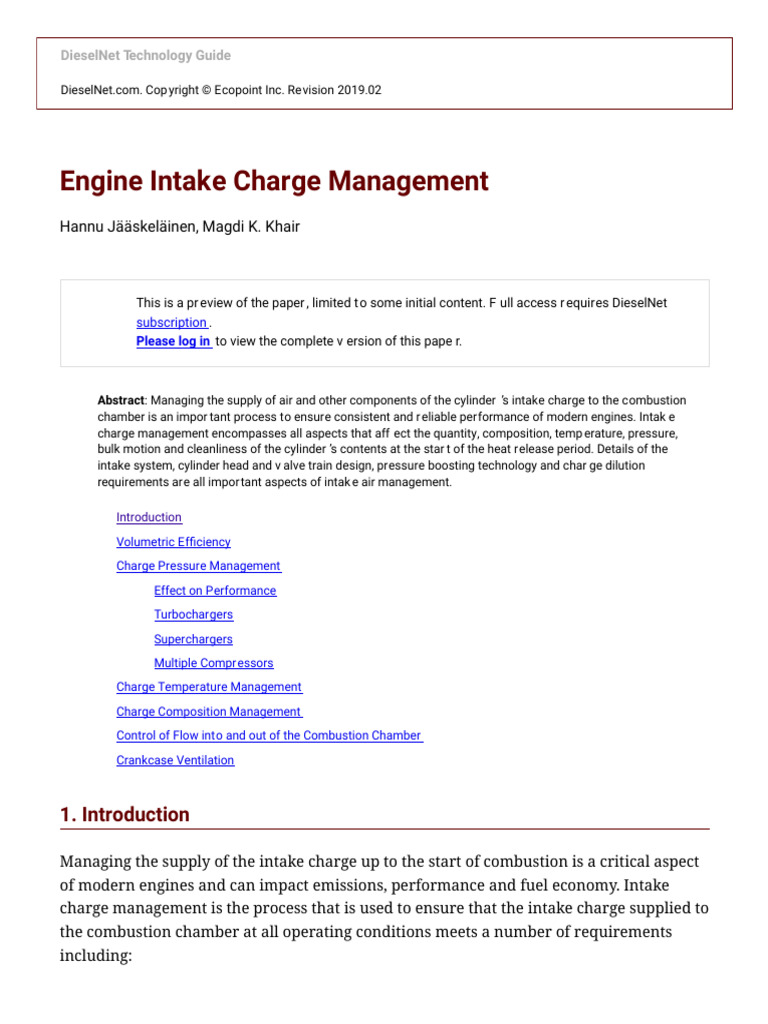 Intake Charge Management in Engines | PDF | Internal Combustion Engine ...