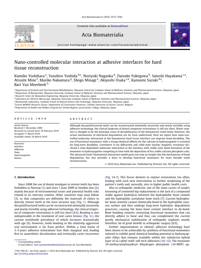 Nano-Controlled Molecular Interaction at Adhesive Interfaces For Hard ...