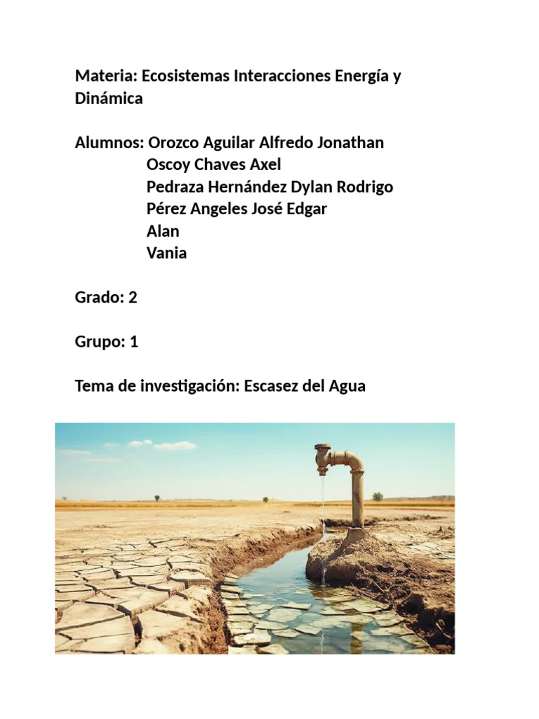 Documento | PDF | Agua | Escasez de agua