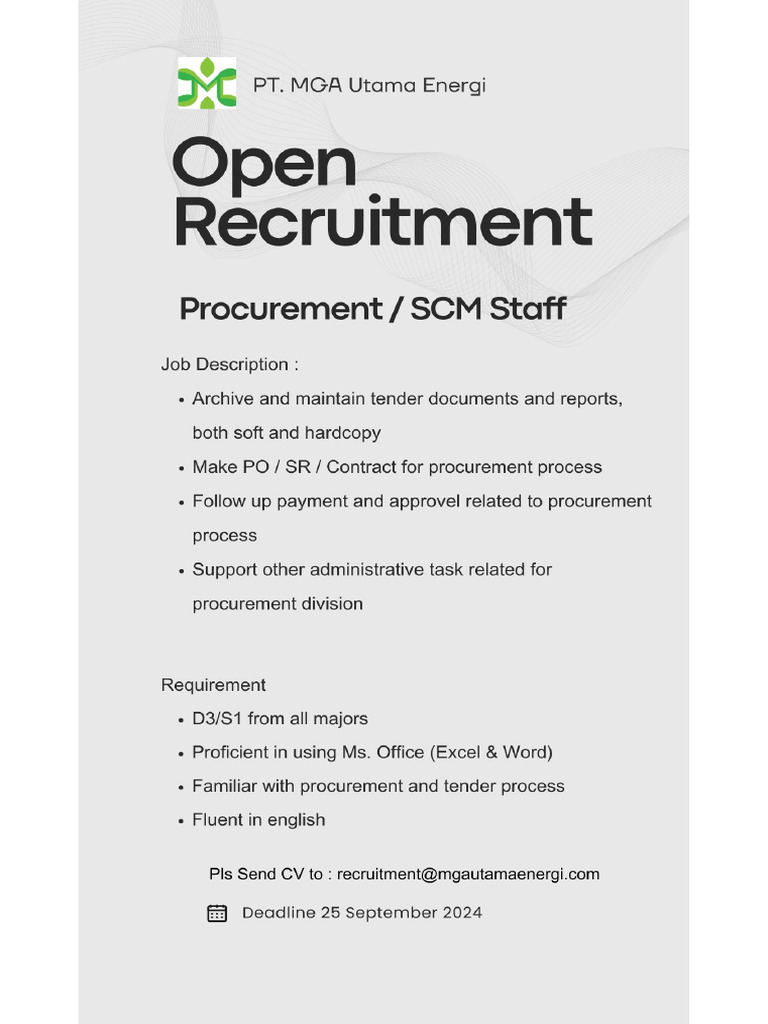 Recruitment For Procurement SCM Staff | PDF