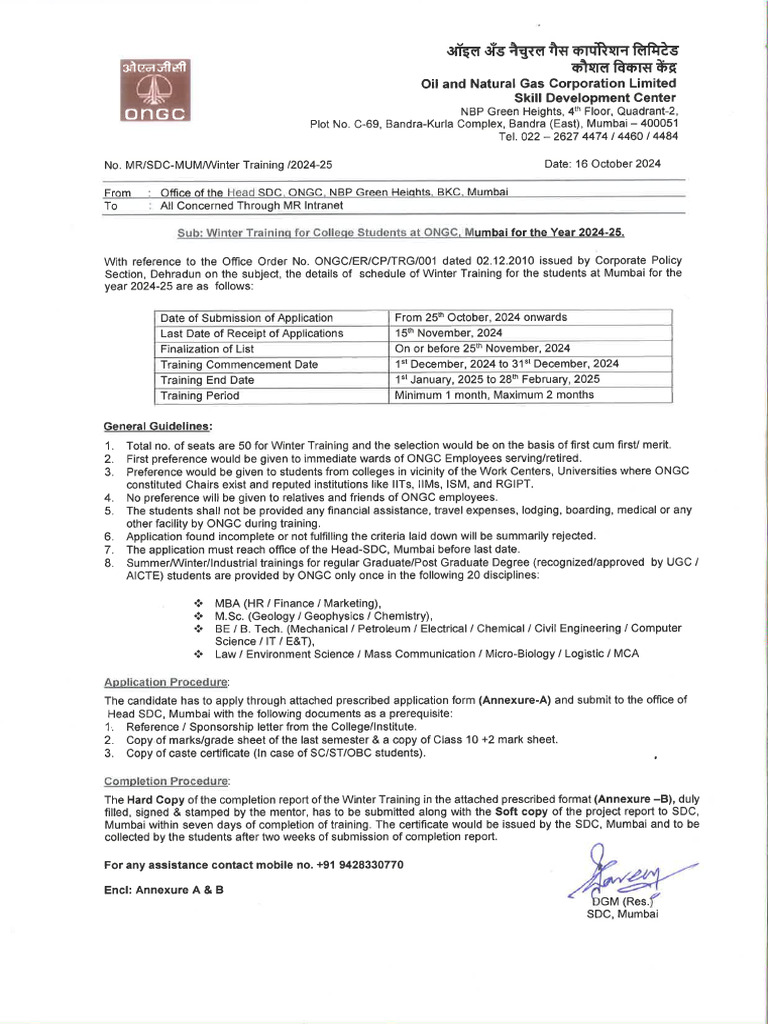 ONGC Internship 1729479174 | PDF