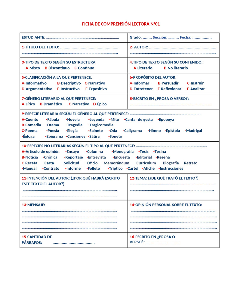 Ficha de Plan Lector 2 | PDF | Escritura