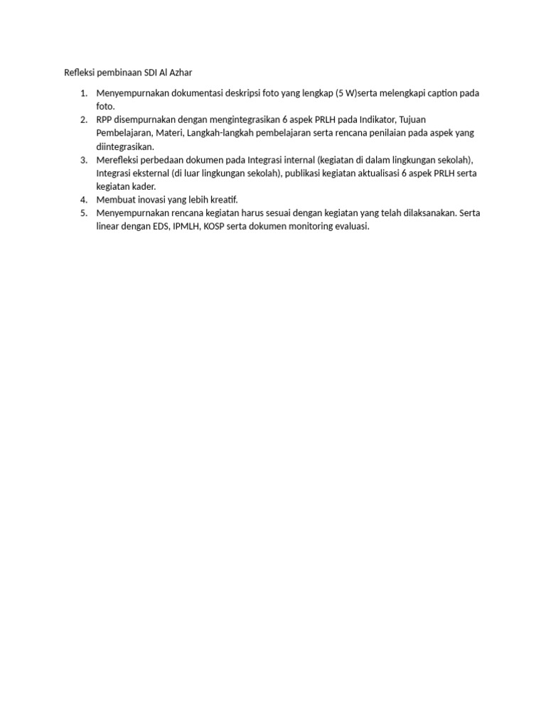 Refleksi Pembinaan SDI Al Azhar | PDF | Karier & Perkembangan