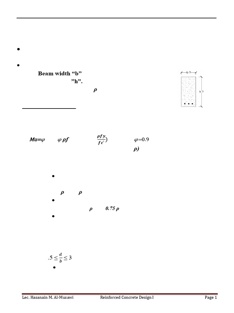 Design of Rectangular Beam With Tension Reinforcement With Non ...
