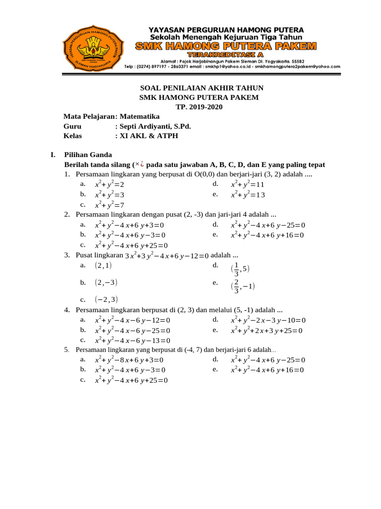 Soal Penilaian Akhir Tahun | PDF