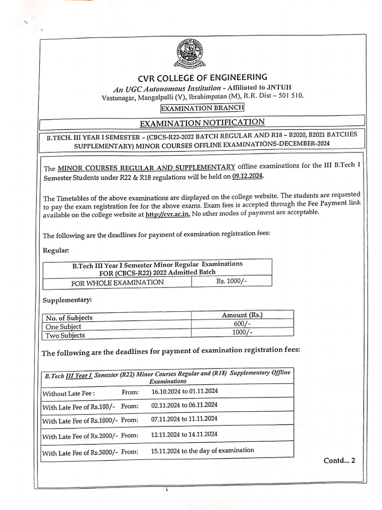 Revised - B.tech III Year I Sem - Reg&Sup - Minor Courses - Offline ...