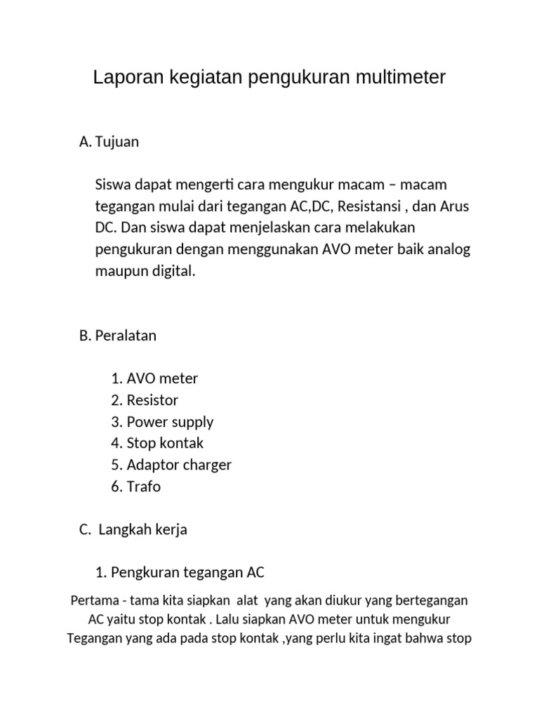 Laporan Kegiatan Pengukuran Multimeter - Jefika X Te4 | PDF | Sains & Matematika