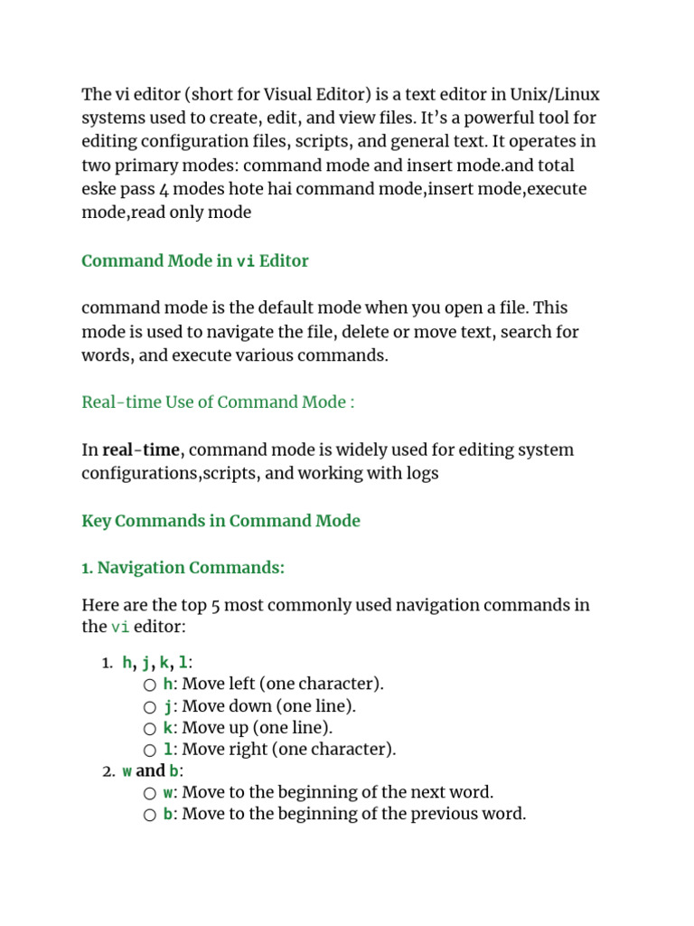 Vi Editor Command Mode | PDF | Utility Software | Computer Architecture