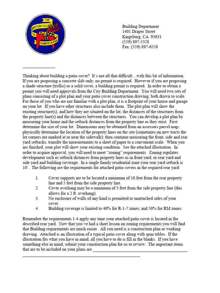 Patio Cover Permit and Design Guide | PDF | Land Lot | Civil Engineering