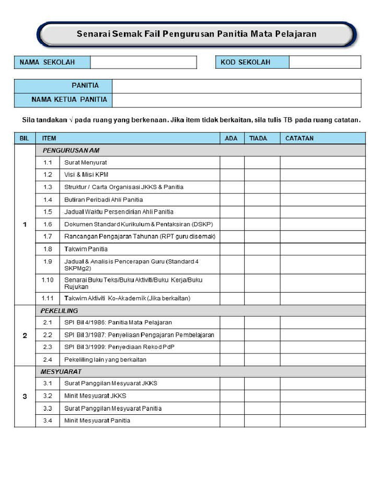 Template Fail Panitia Versi Percuma | PDF