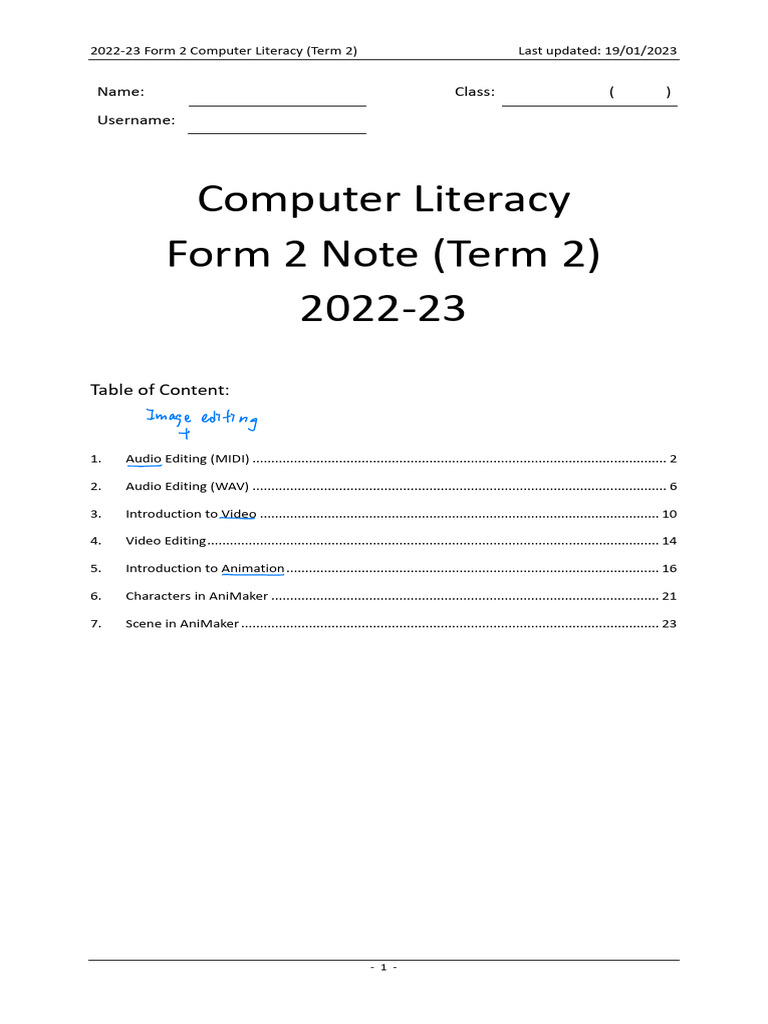 F2 Comp Note Term2 2022-23 | PDF | Frame Rate | Video
