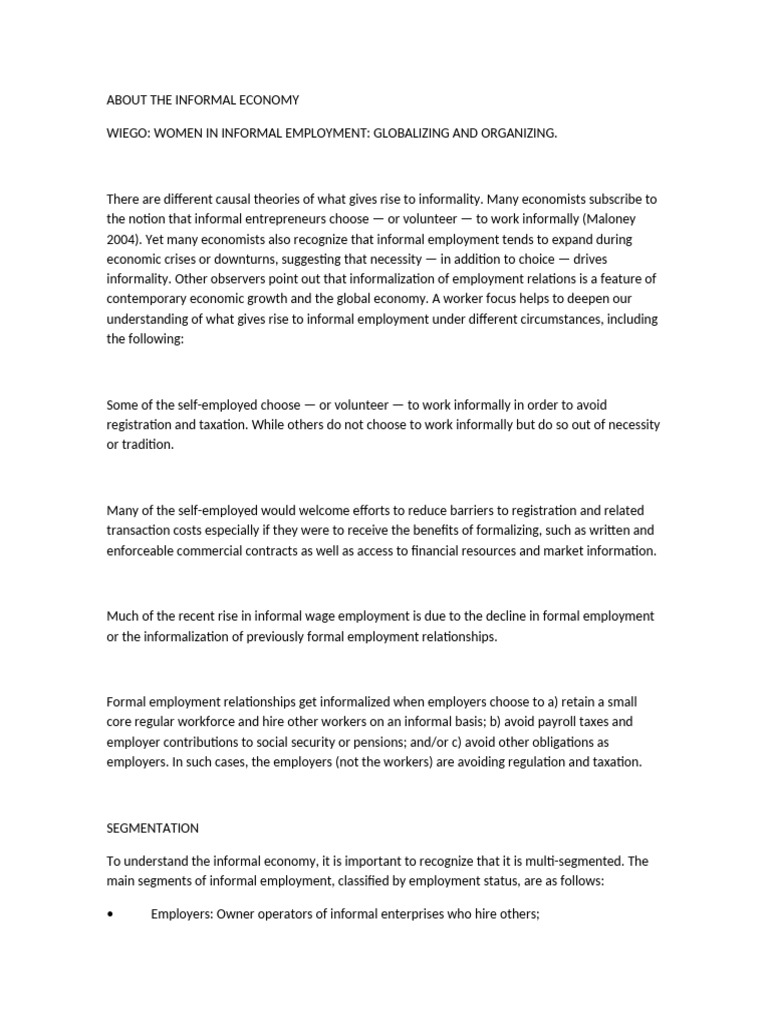 About The Informal Economy | PDF | Employment | Taxes