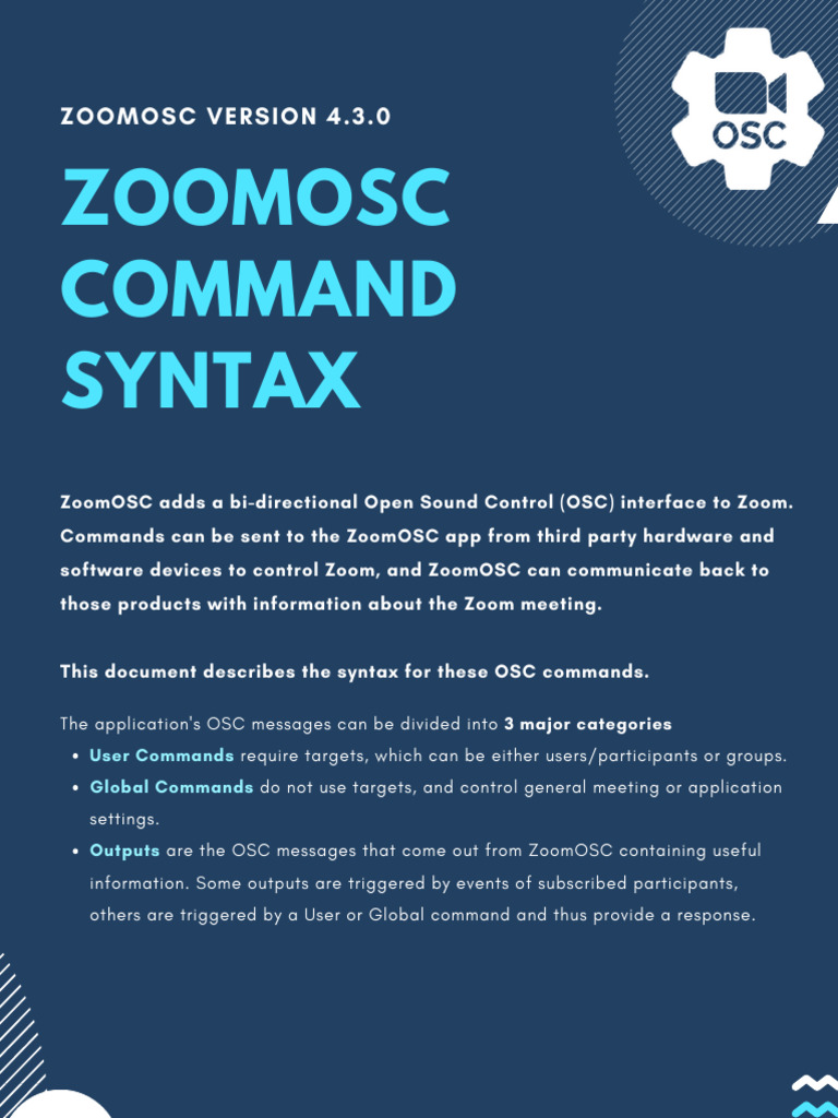 ZoomOSC 4.3.0 Command Syntax | PDF | Computer Science | Computing
