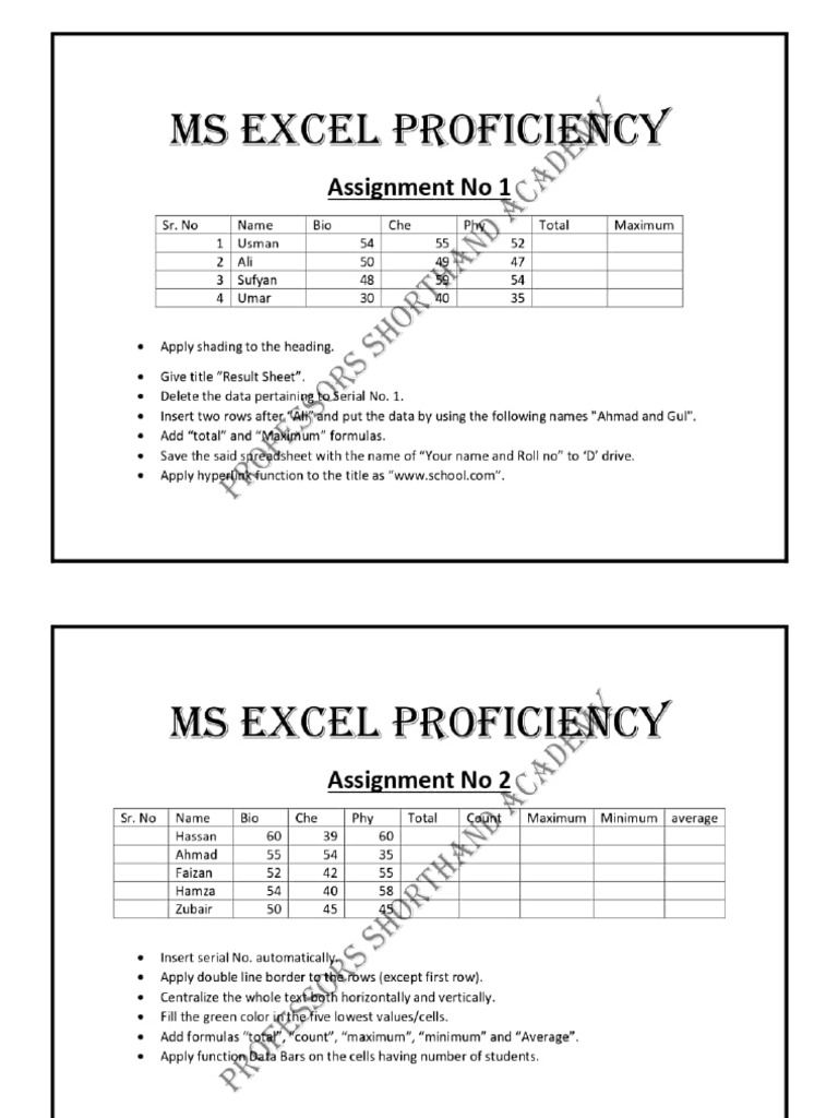 Ms Excel Assignments-1 | PDF