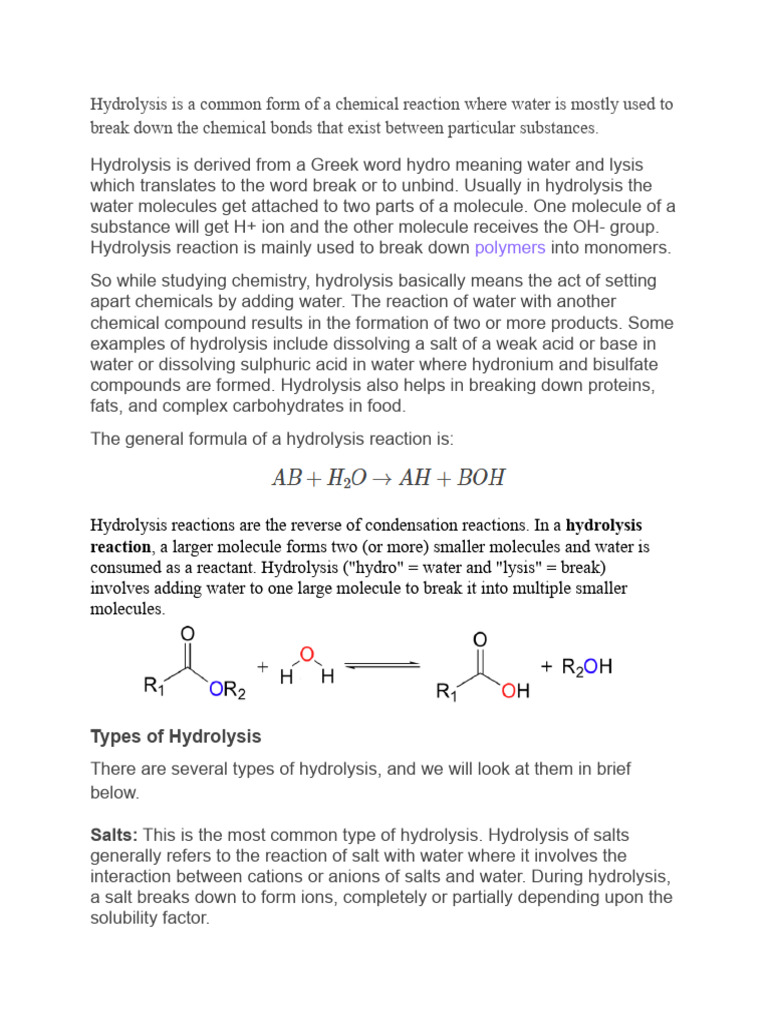 Hydrolysis | PDF | Hydrolysis | Ester