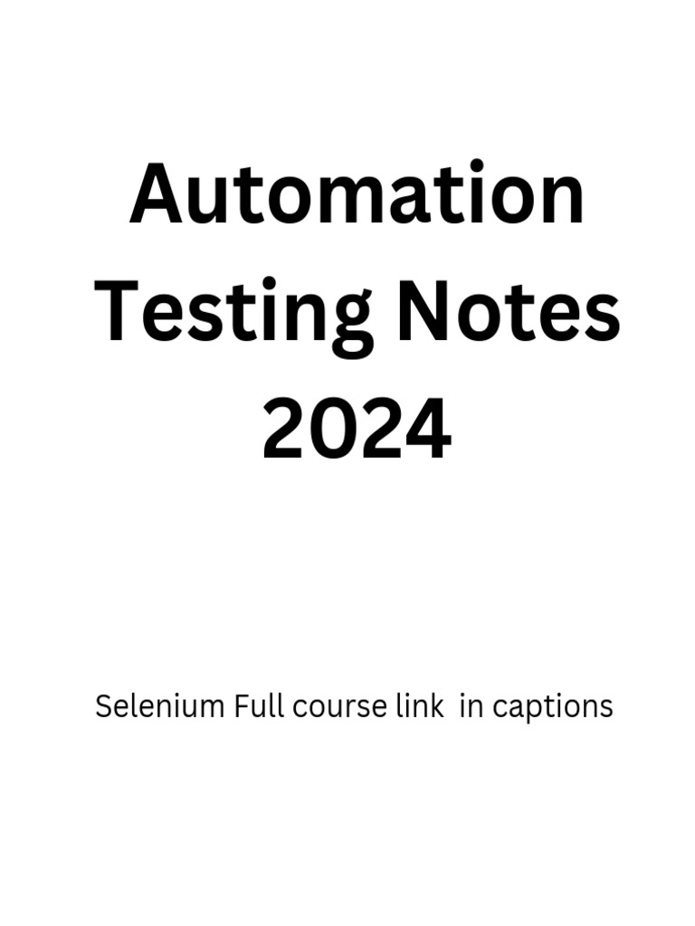 Automation Testing Notes Latest Pdf Selenium Software Computing