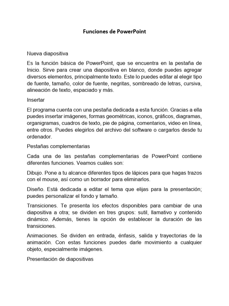 Funciones de PowerPoint 3º4º | PDF | Microsoft PowerPoint | Informática