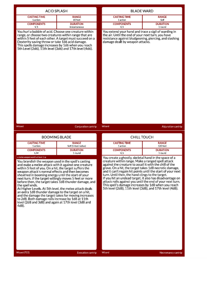 Wizard Spell Cards | PDF