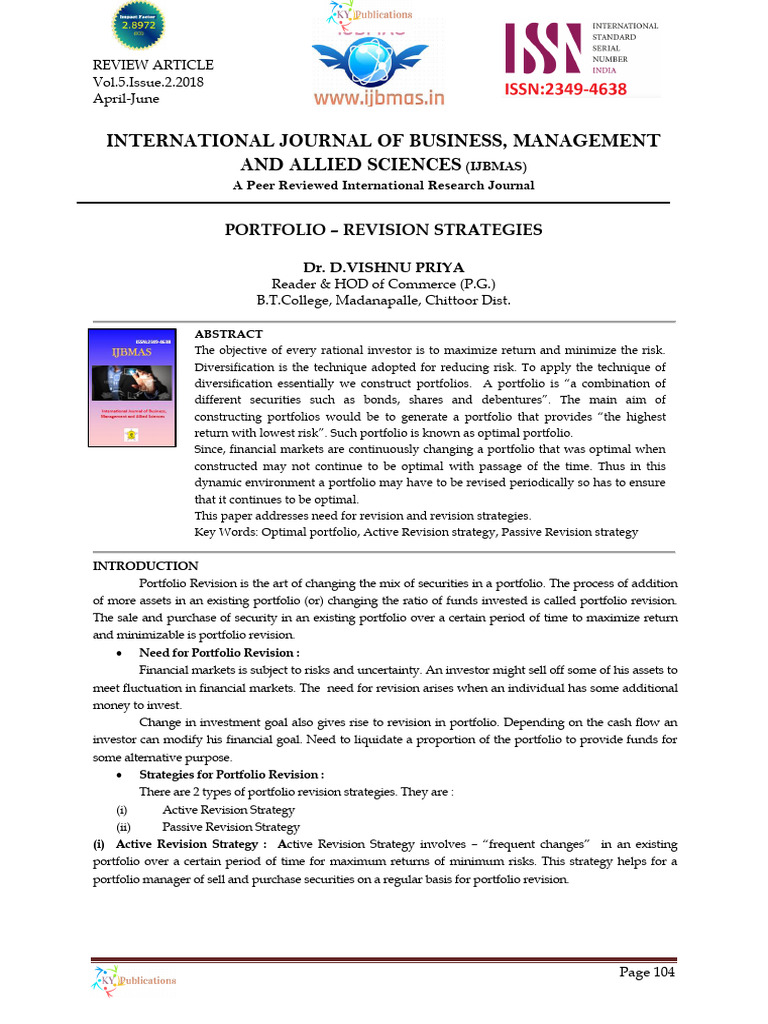 Portfolio Revision Strategies | PDF | Investing | Portfolio (Finance)