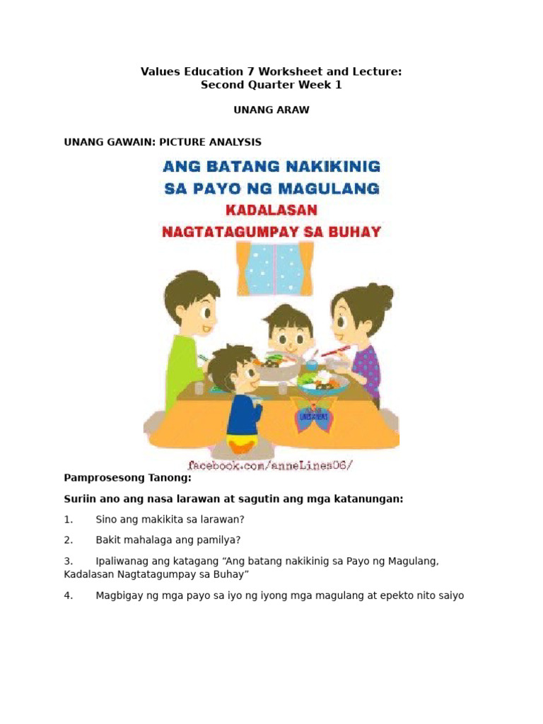 EsP7 Worksheet Q2 W1 | PDF