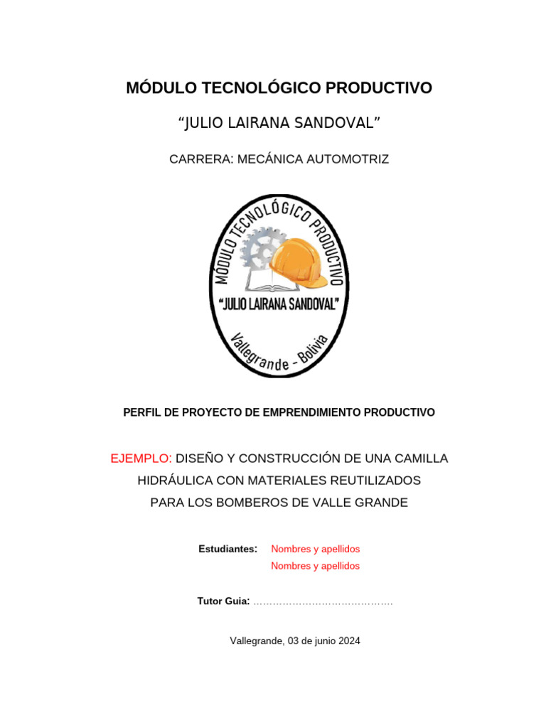 1 PERFIL de EMPRENDIMIENTO PRODUCTIVO BTH | PDF | Iniciativa empresarial | Mercado (economía)