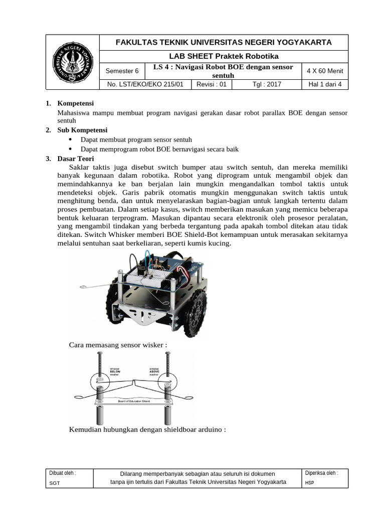 Labsheet 04 Robot Parallax | PDF