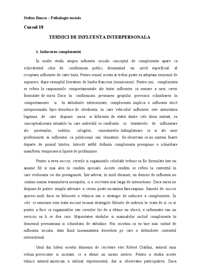 Tehnici de Influenta Interpersonal A | PDF