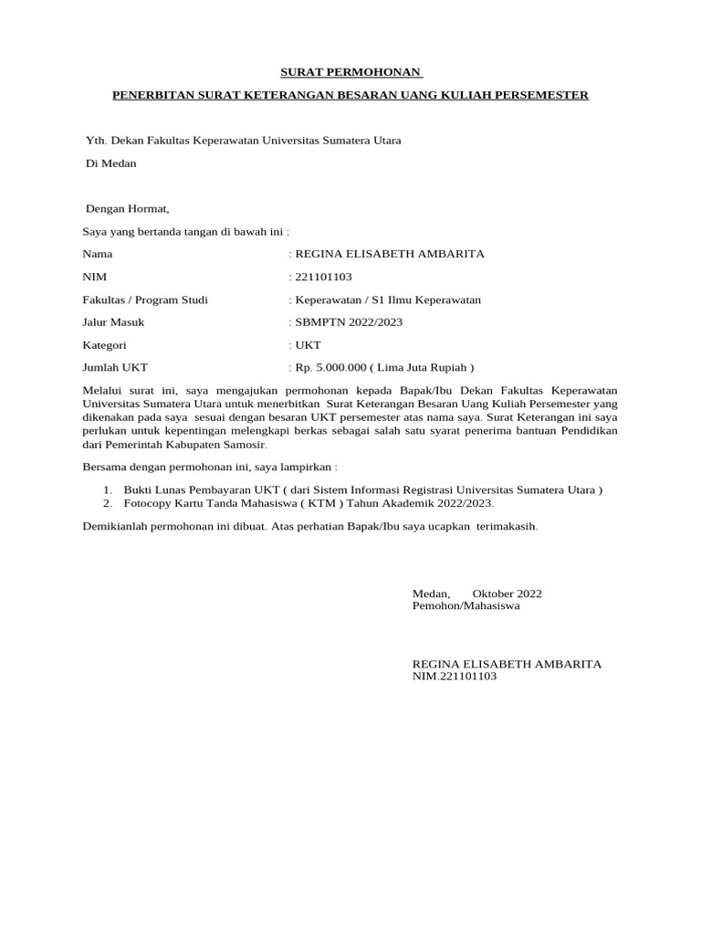 SURAT PERMOHONAN | PDF