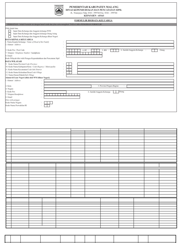 FORM F-1.01 Formulir Biodata Keluarga | PDF