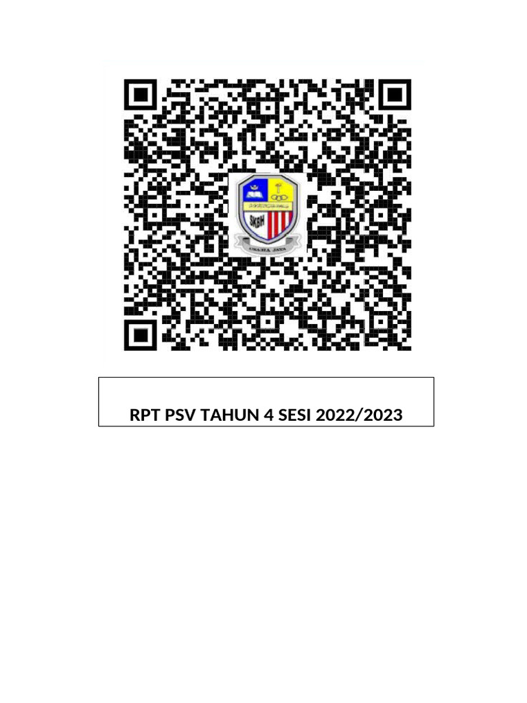 QR CODE RPT PSV TAHUN 4 SESI 2022 2023 | PDF