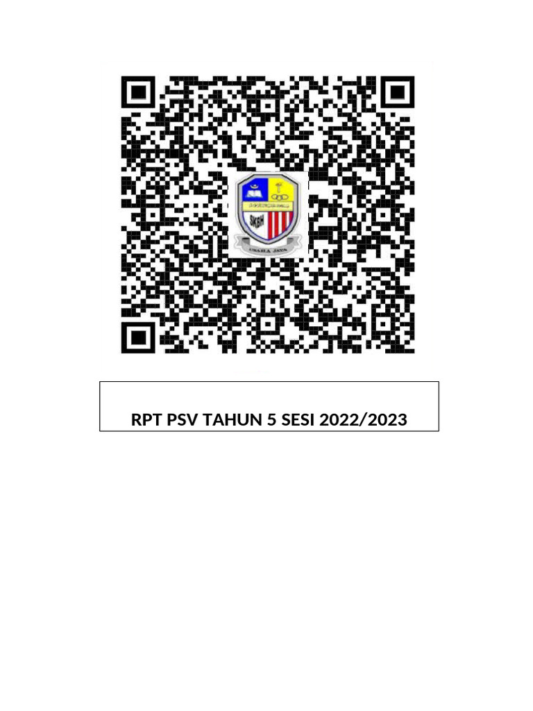 QR Code RPT PSV Tahun 5 Sesi 2022 2023 | PDF