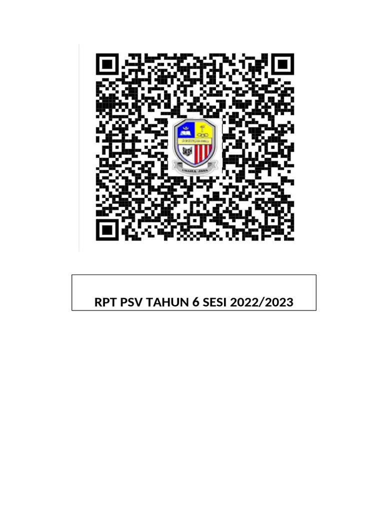 QR Code RPT PSV Tahun 6 Sesi 2022 2023 | PDF