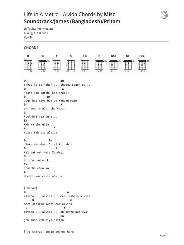Alvida Chords | PDF
