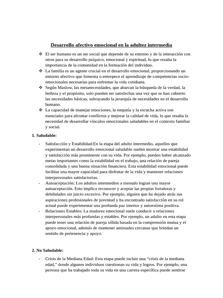 Desarrollo Afectivo Emocional en La Adultez Intermedia | PDF | Adultos | Las emociones