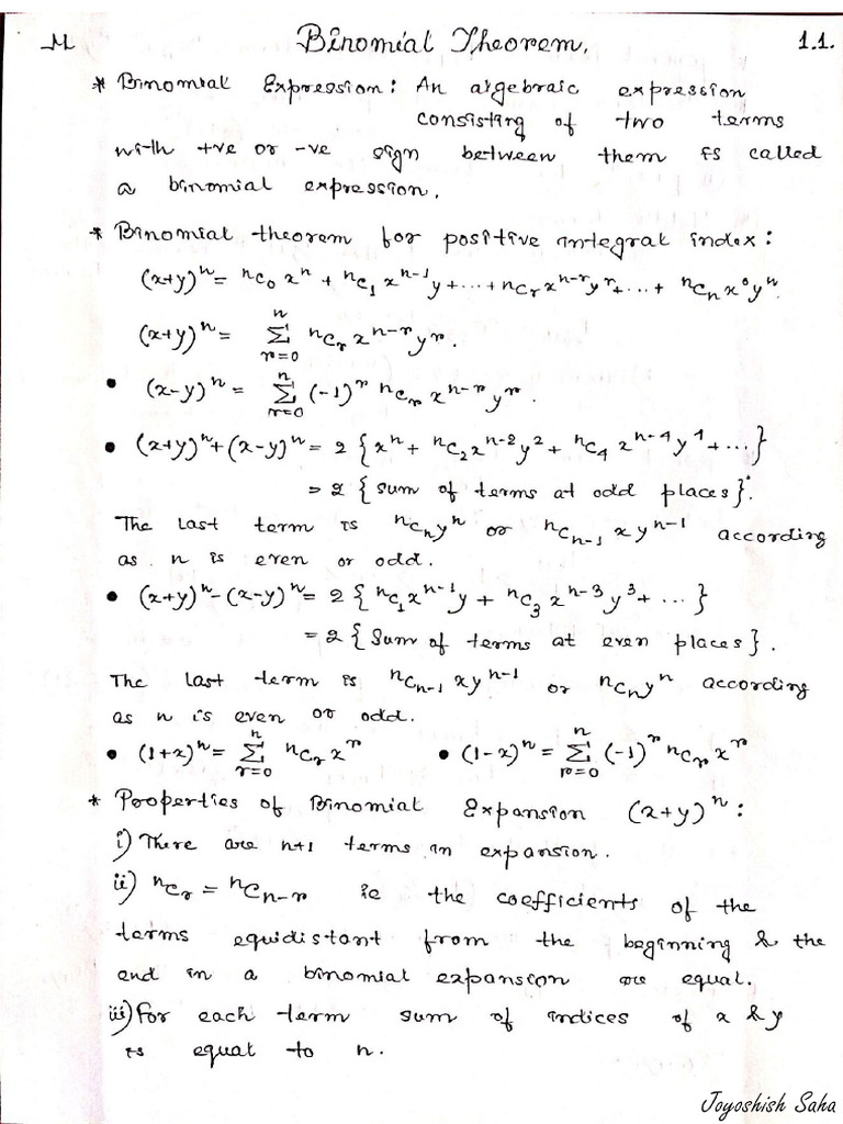 M Binomial Theorem | PDF