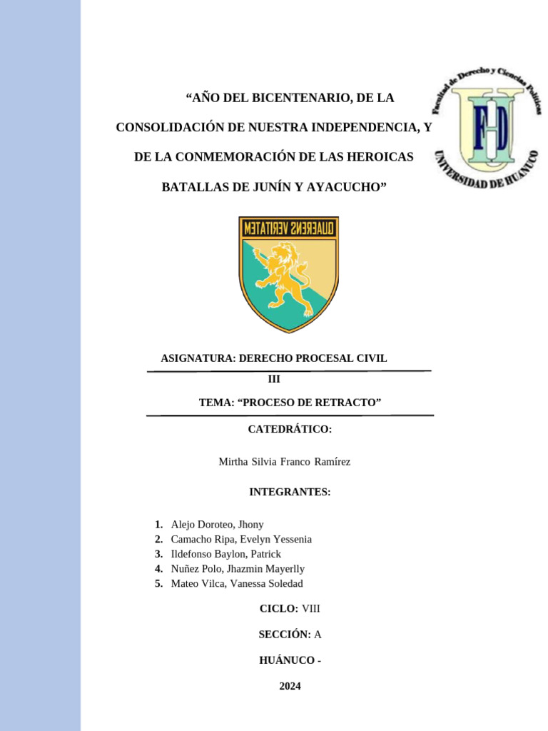 Proceso de Retracto (Grupo 2) | PDF | Demanda judicial | Ley procesal
