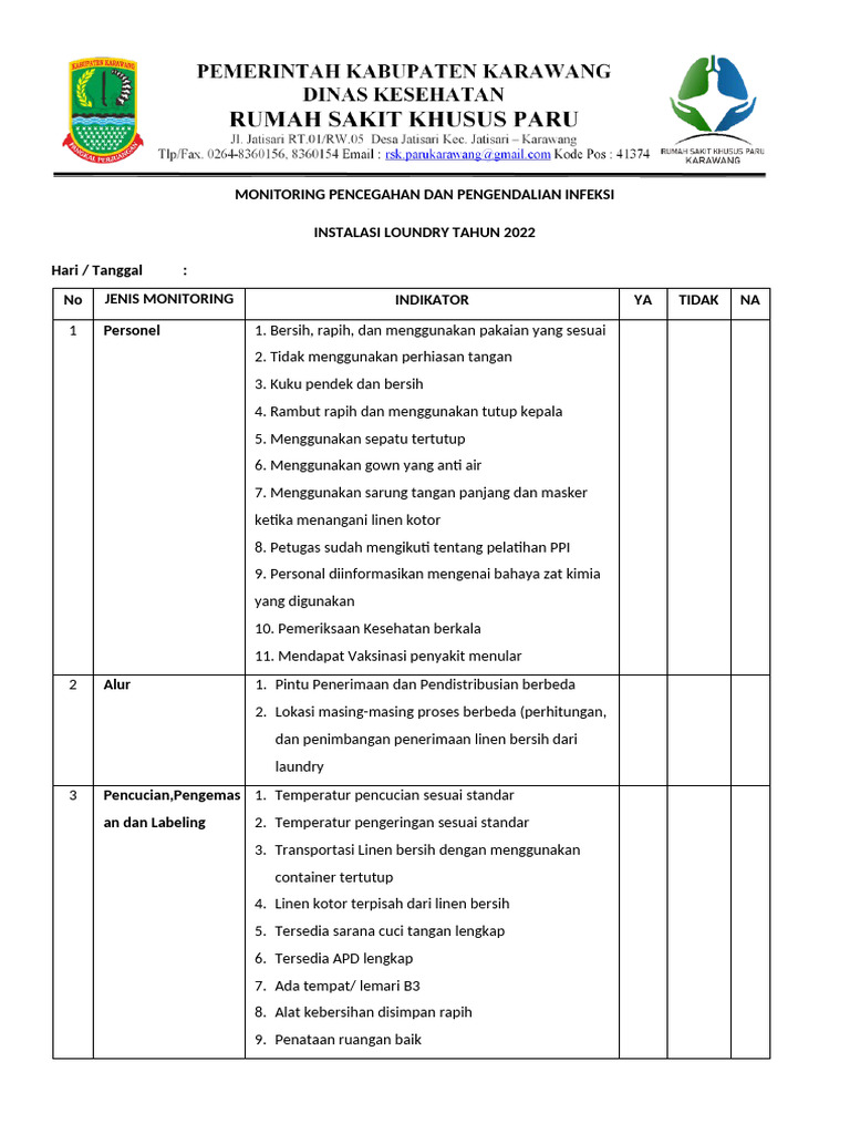 FORMULIR MONITORING LAUNDRY New | PDF