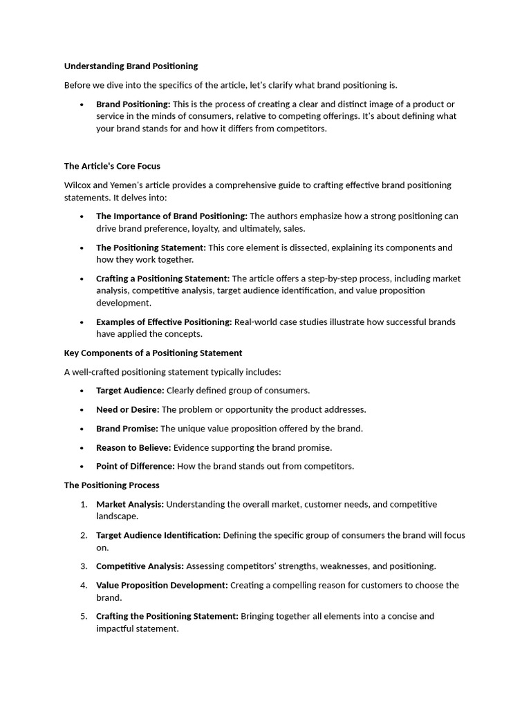 Effective Brand Positioning Guide | PDF | Brand | Target Audience