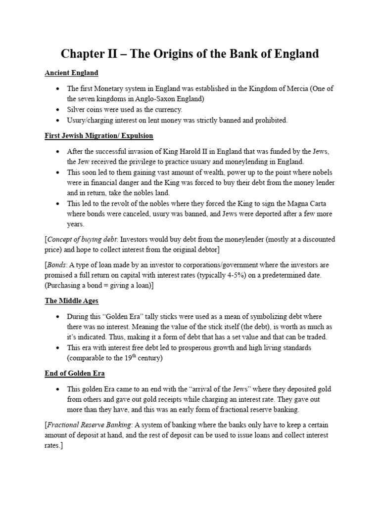 The History of Central Banking - Notes | PDF | Interest | Central Banks