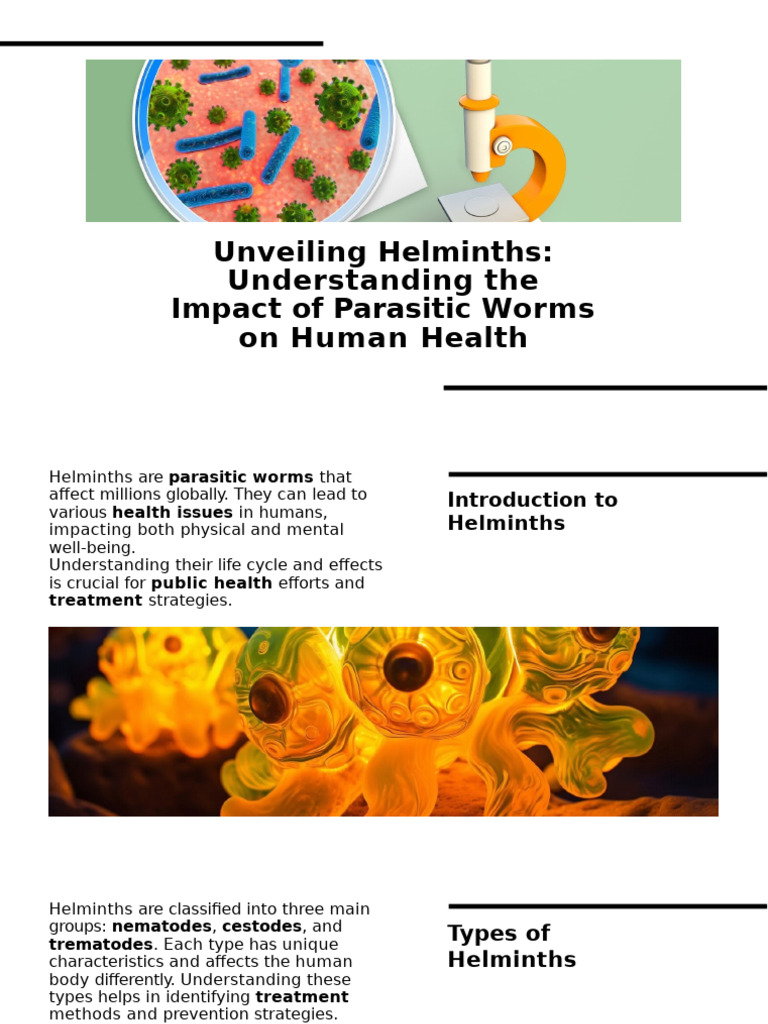 Slidesgo Unveiling Helminths Understanding the Impact of Parasitic Worms on Human Health ...