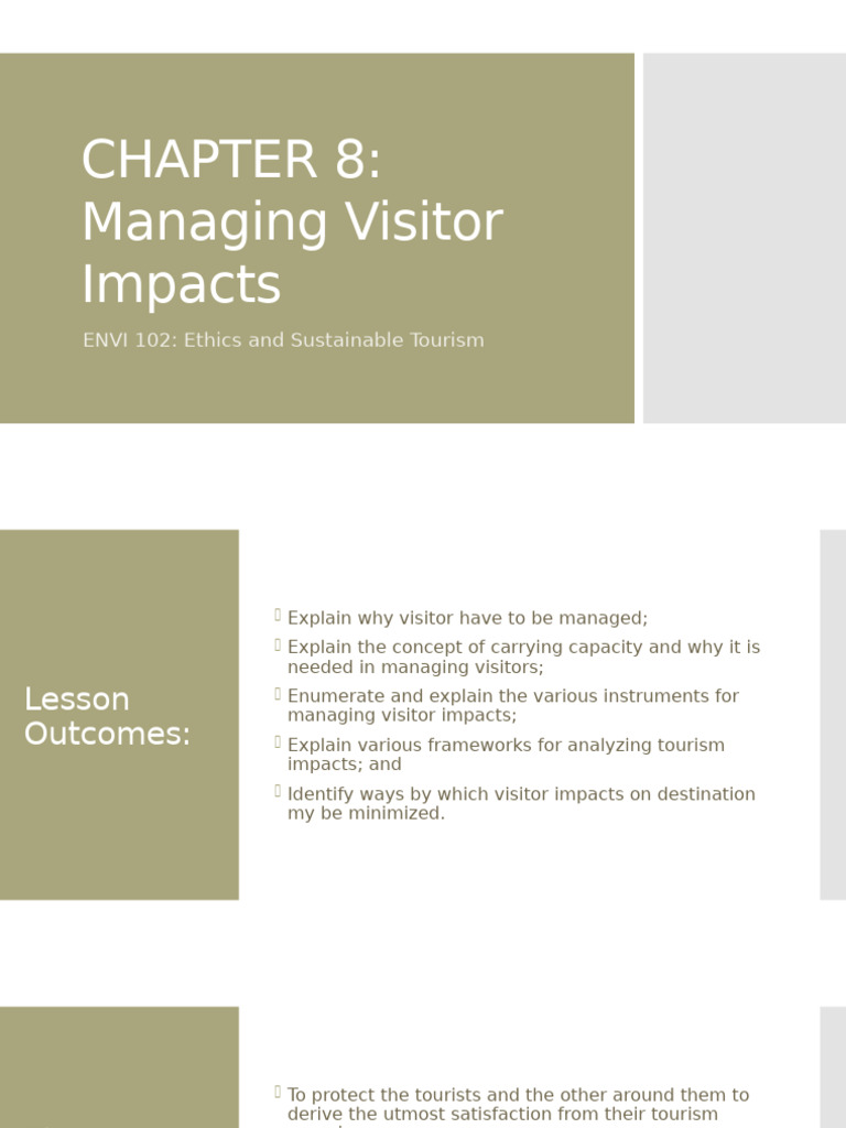 Chapter 8 Managing Visitor Impacts | PDF | Tourism | Marketing