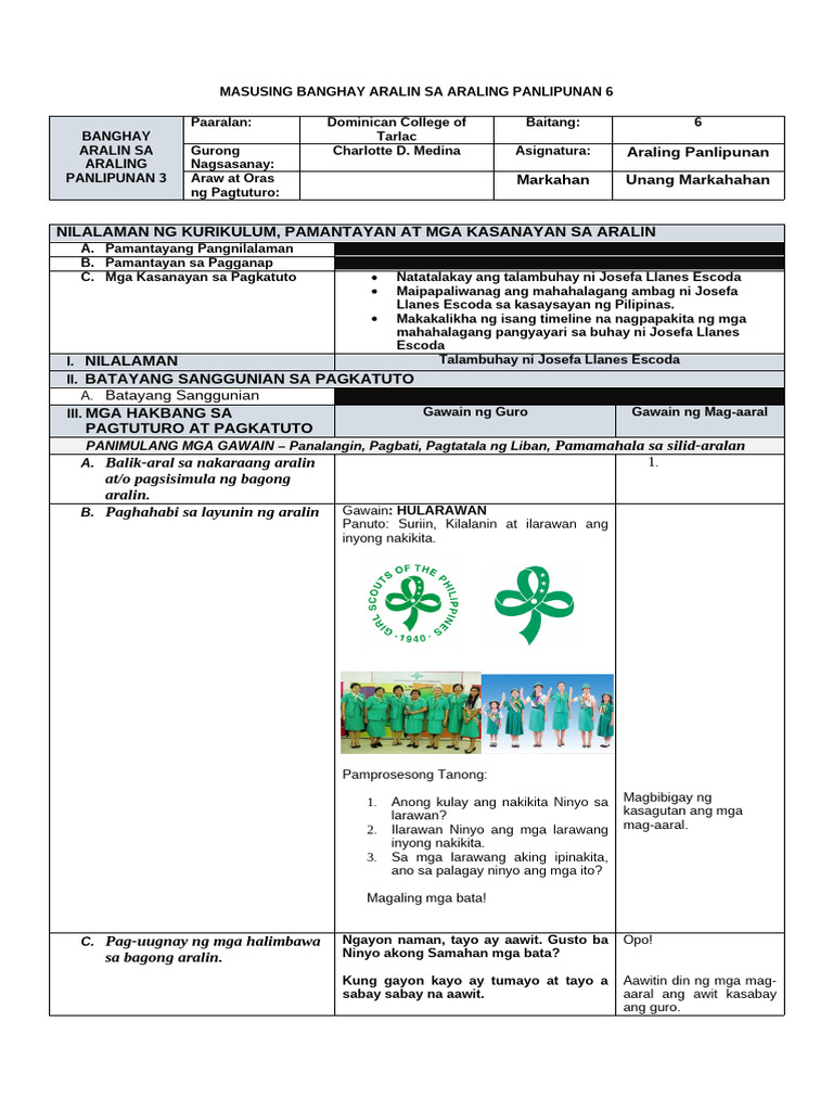 Banghay Aralin 6 | PDF