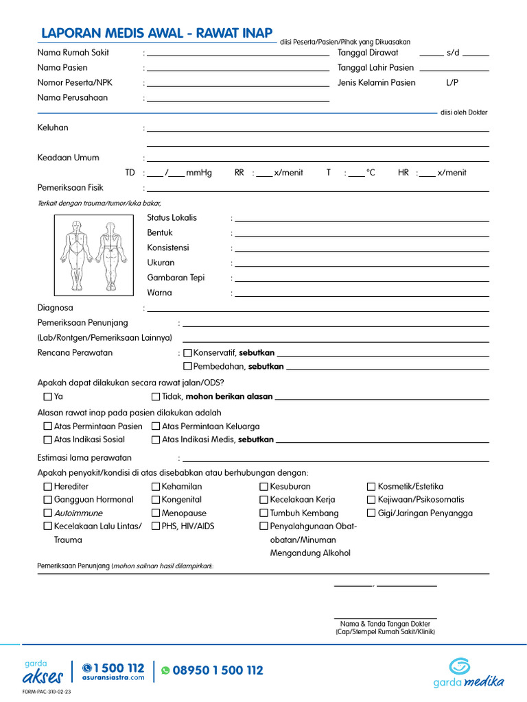 (FORM-PAC-310-02-23) Form LMA Rawat Inap | PDF