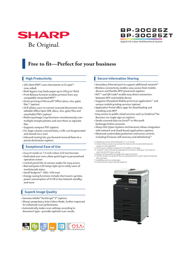 Sharp BP-30C25Z Multifunction Printer | PDF | Image Scanner | Computer ...