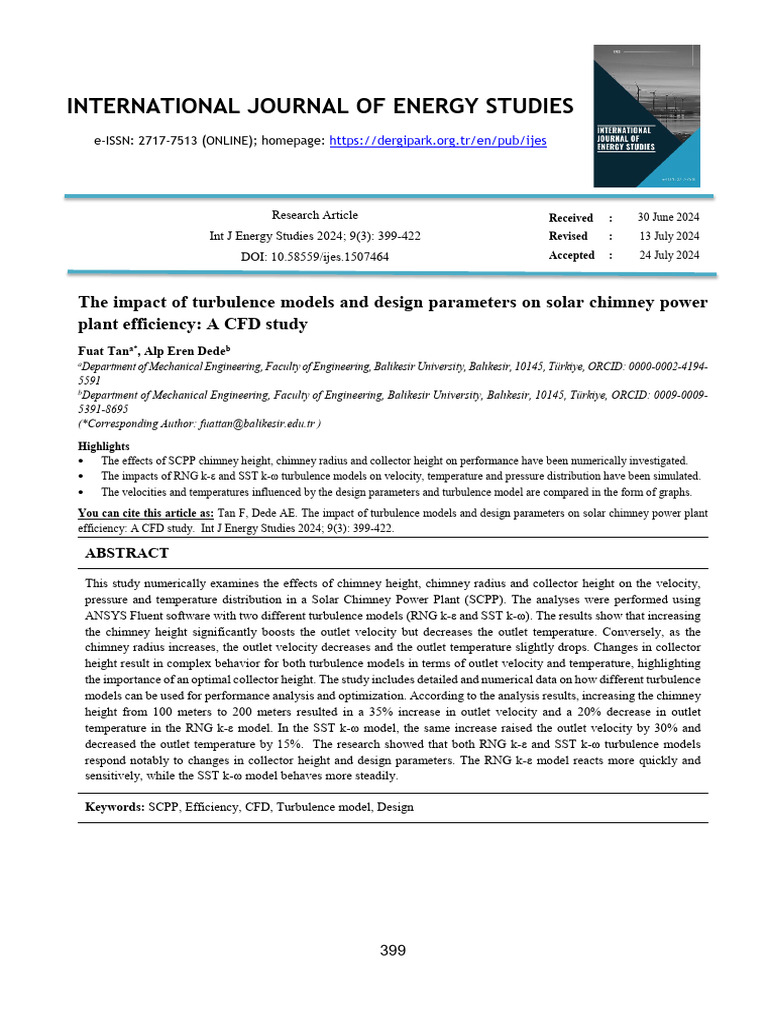 impact_of_turbulence_models_on_chimney | PDF | Renewable Energy | Solar Energy