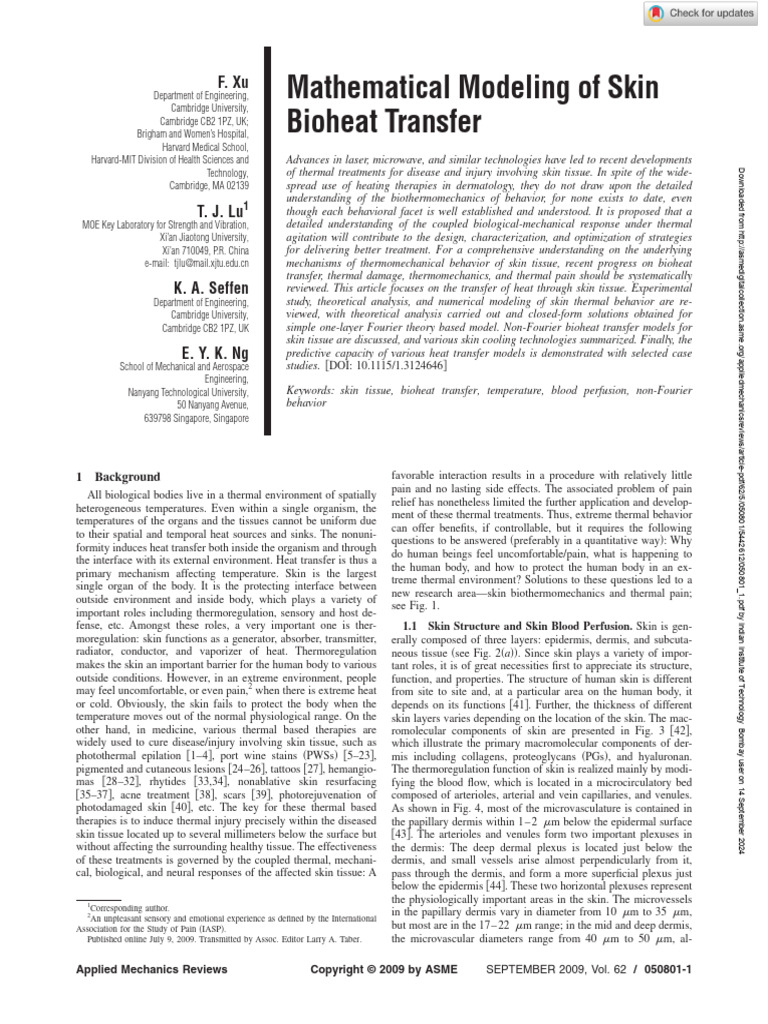 Mathematical Modeling of Skin | PDF | Skin | Heat Transfer